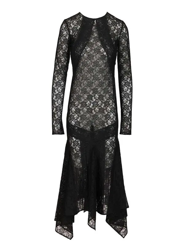 Attico Floral Lace Midi Dress - Black