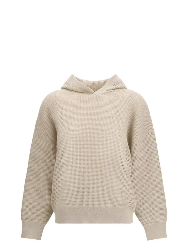 Brunello Cucinelli Sparkling Net Cotton Hooded Sweatshirt - Cream