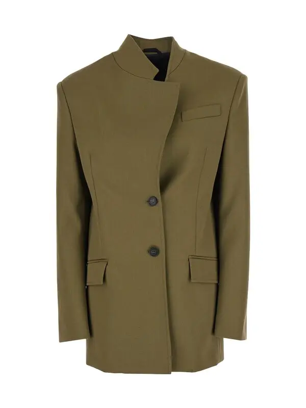 Attico Wool Jacket With Asymmetrical Closure - Multicolor