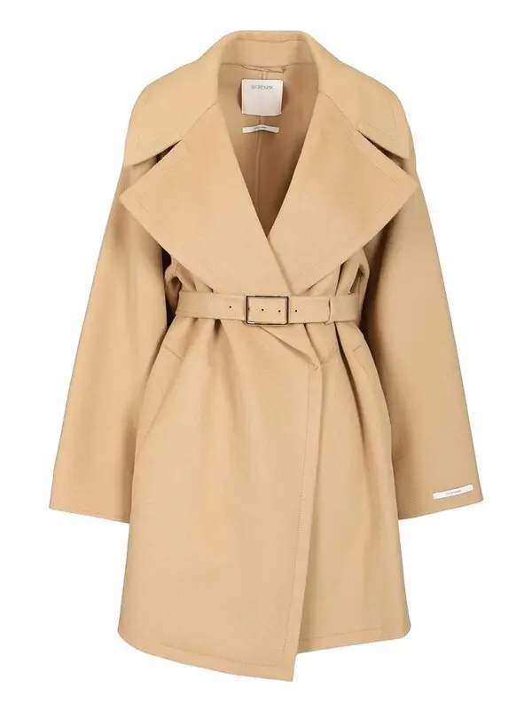 Sportmax Pure Wool Belted Coat - Cream