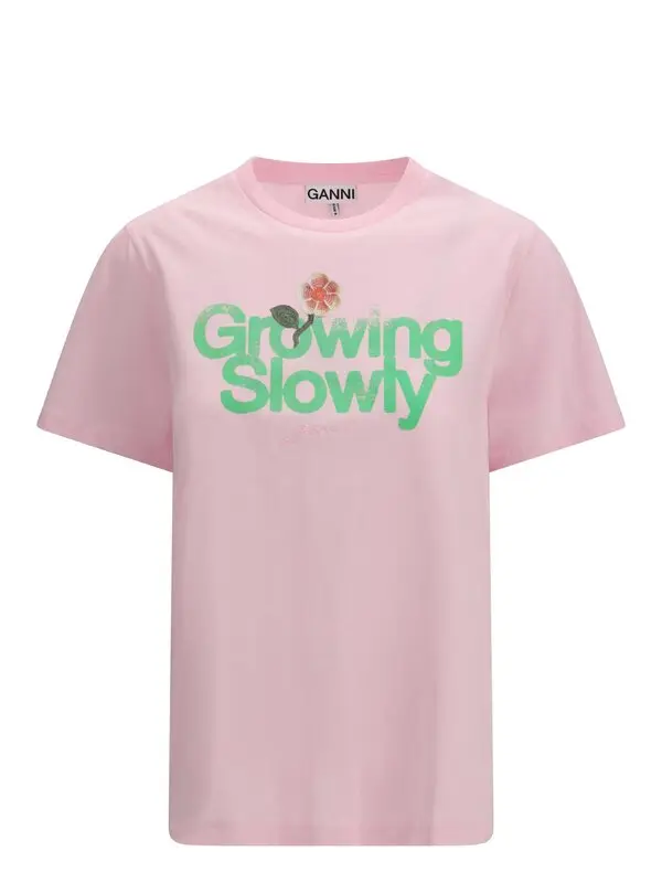GANNI Growing Slowly Graphic Print T-shirt - Pink