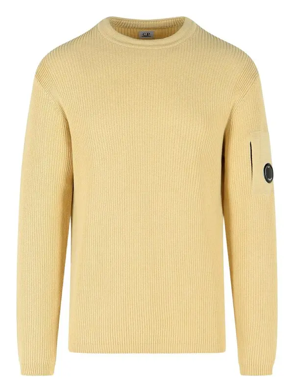 C.P. COMPANY Cotton Sweater With Lens Appliqu - Cream