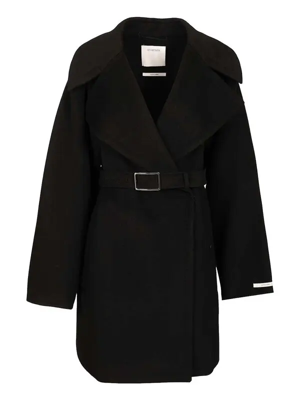 Sportmax Pagine" Wool Coat With Belt - Black