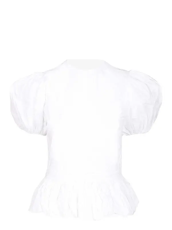 ROTATE BY BIRGER CHRISTENSEN Puff Sleeve Peplum Top - White