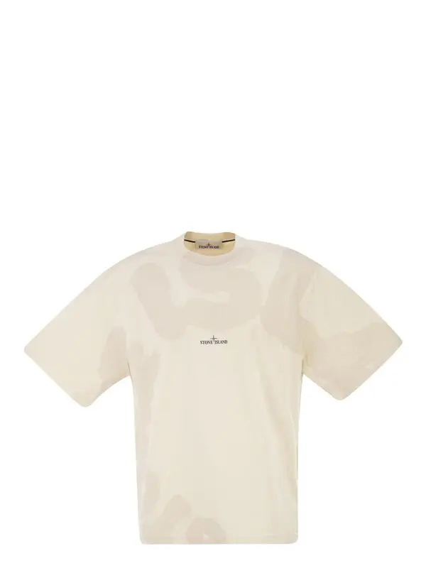 Stone Island Regular-fit T-shirt With ‘whirlwind Type’ Print - Cream