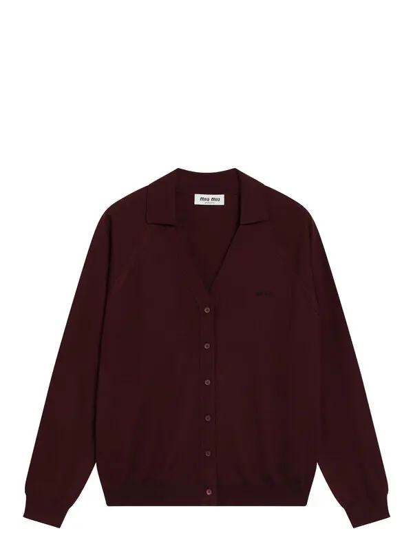 Miu Miu Virgin Wool Cardigan - Red