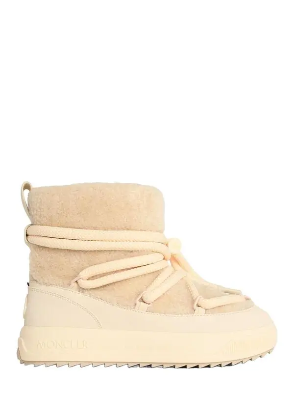 Moncler Mid Calf Teddy Snow Boots - Cream