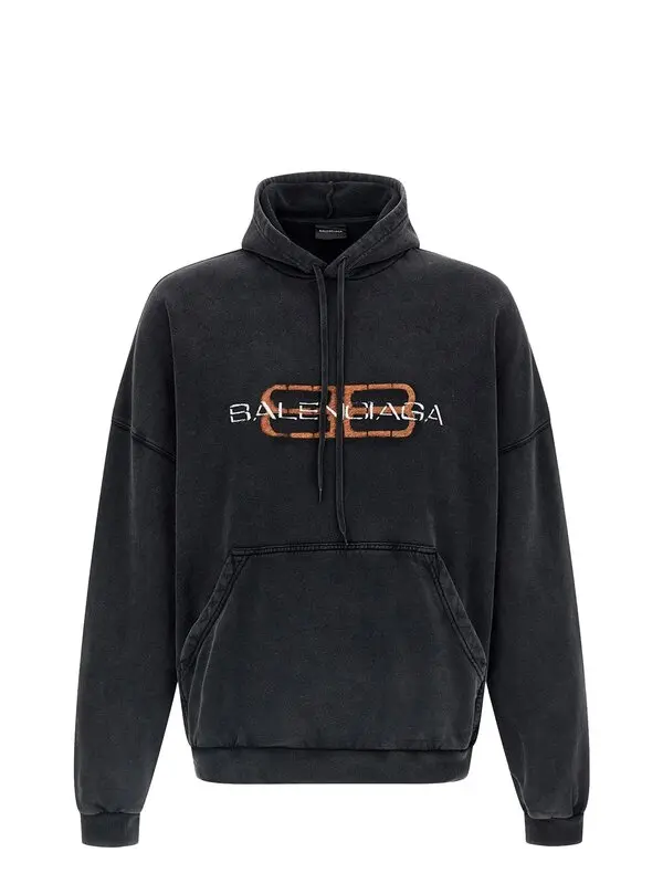 Balenciaga Cotton Hooded Sweatshirt With Logo - Multicolor