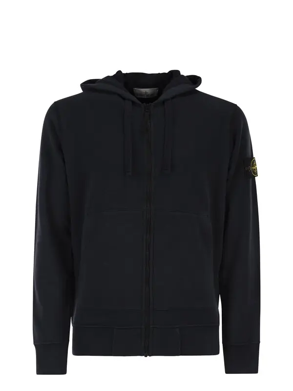 Stone Island Organic Cotton Zip-up Hoodie - Blue