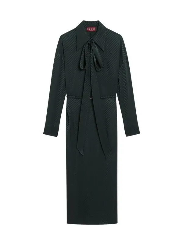 Gucci Gg Jacquard Silk Wrap Dress - Green