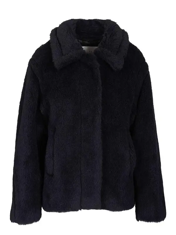 Max Mara Fuggito Short Teddy Single-breasted Coat - Blue