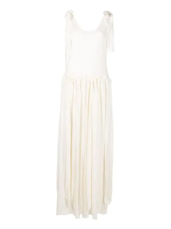 Chloé Sleeveless Scoop Neck Dress With Cut-out Detailing And Bow Detail - Cream