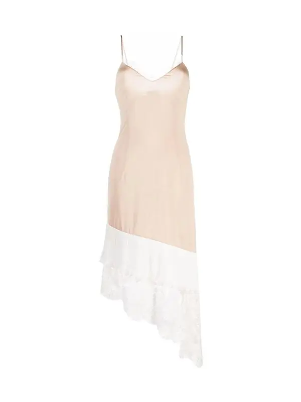 Vetements Asymmetrical Lace Paneled Dress - Cream