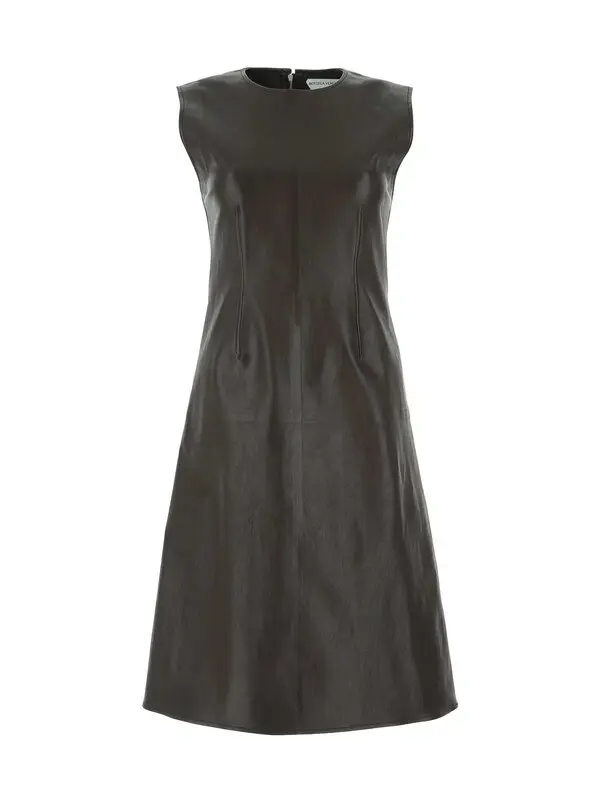 Bottega Veneta Dark Nappa Leather Dress - Brown