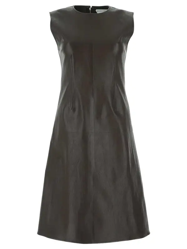 Bottega Veneta Dark Nappa Leather Dress - Brown