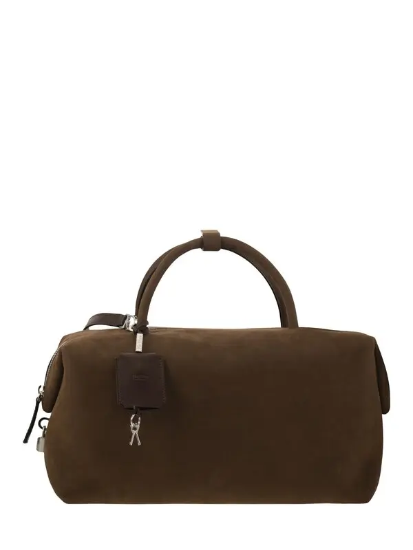 Max Mara Large Nubuck Leather Satchel With Folded Sides - Brown