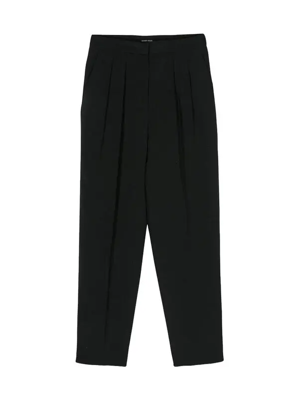 Giorgio Armani Tapered Silk Trousers With Glitter Detailing - Black