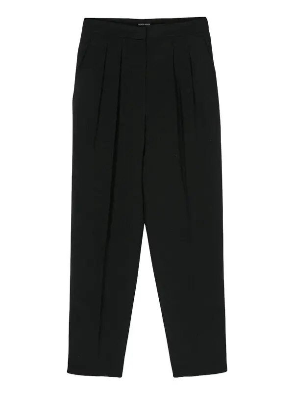 Giorgio Armani Tapered Silk Trousers With Glitter Detailing - Black