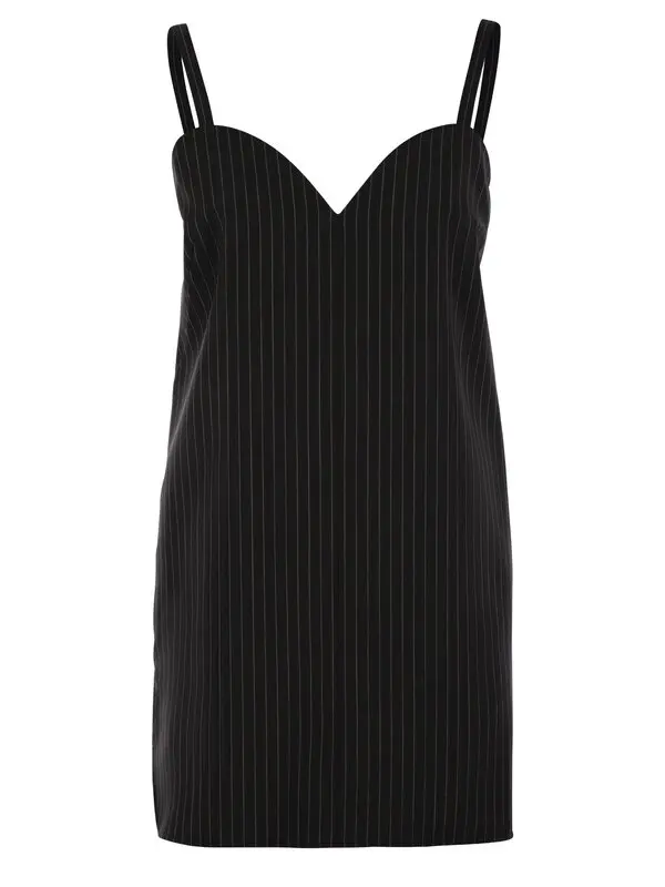 Max Mara Elam Pinstripe Wool Cloth Dress - Black