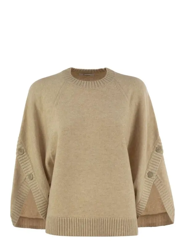 Max Mara Ampex Wool And Cashmere Oversized Sweater With Criss-cross Detail - Cream