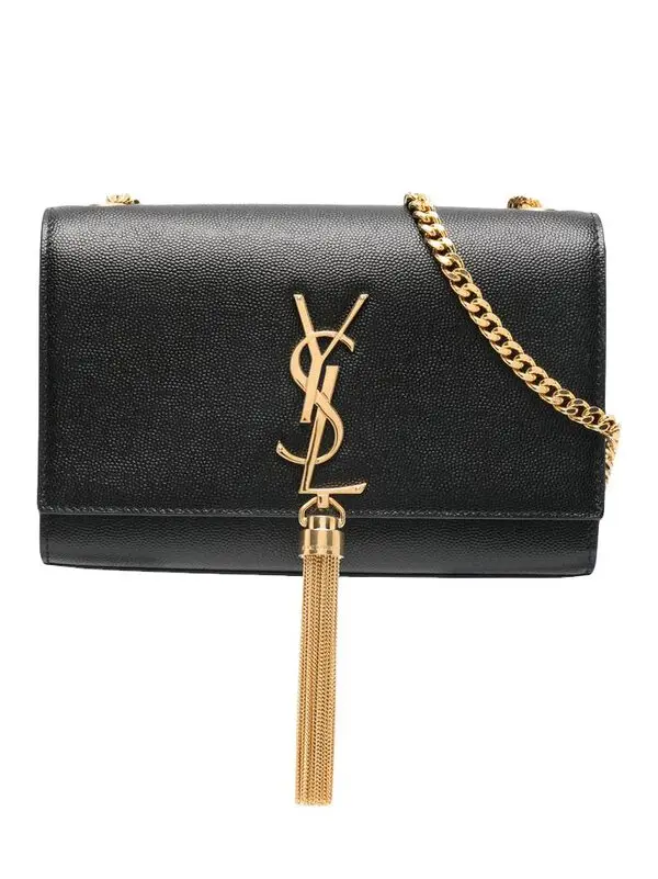 Saint Laurent Leather Cassandre Shoulder Bag - Black