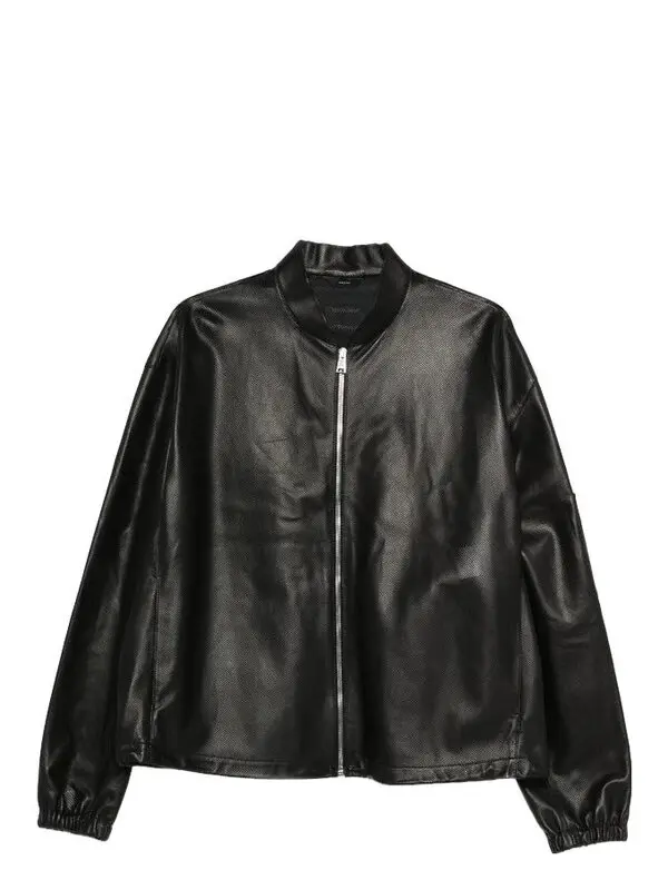 Fendi Leather Bomber Jacket - Black