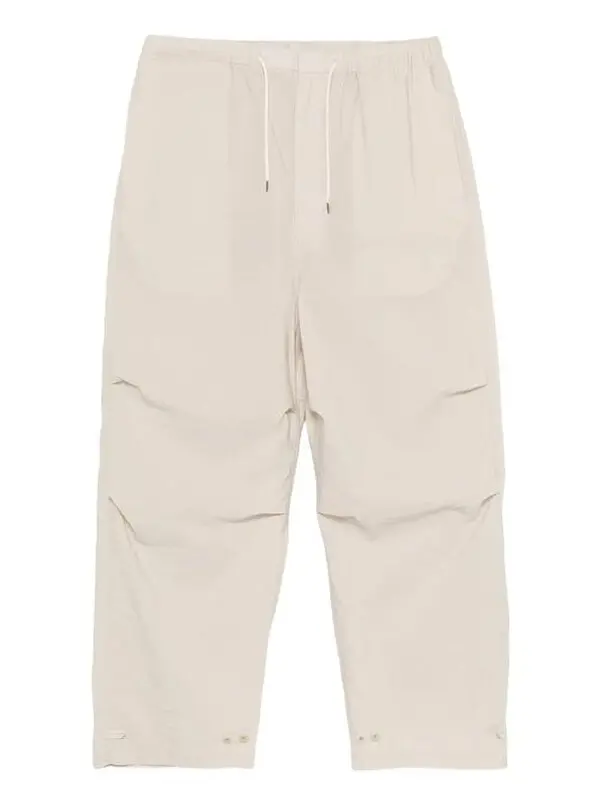 LEMAIRE Drawstring Waist Paneled Trousers With Buttoned Hem - Cream