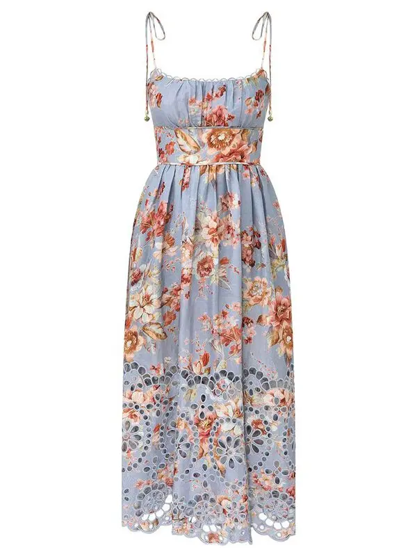 Zimmermann Awaken Floral Linen Midi Dress - Multicolor