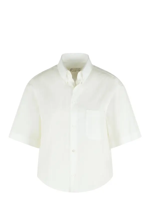 MAISON MARGIELA Cotton Shirt With Button-down Collar And Raw Cut Hem - White