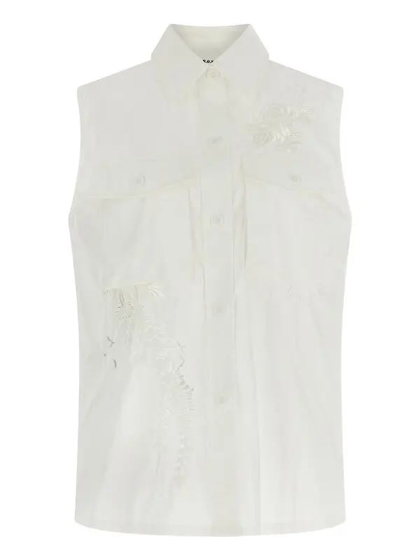 P.a.r.o.s.h Sleeveless Embroidered Shirt - White