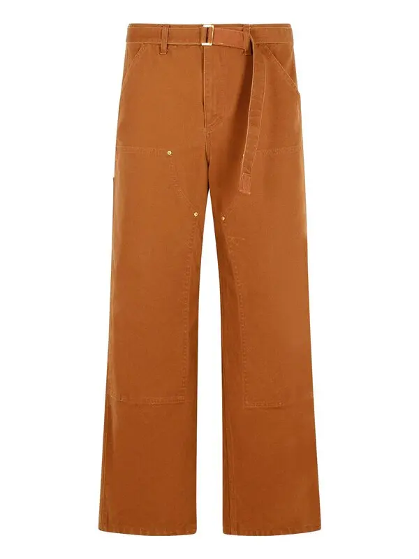 Sacai X Carhartt Wip Cotton Carpenter Pants With Belt - Brown
