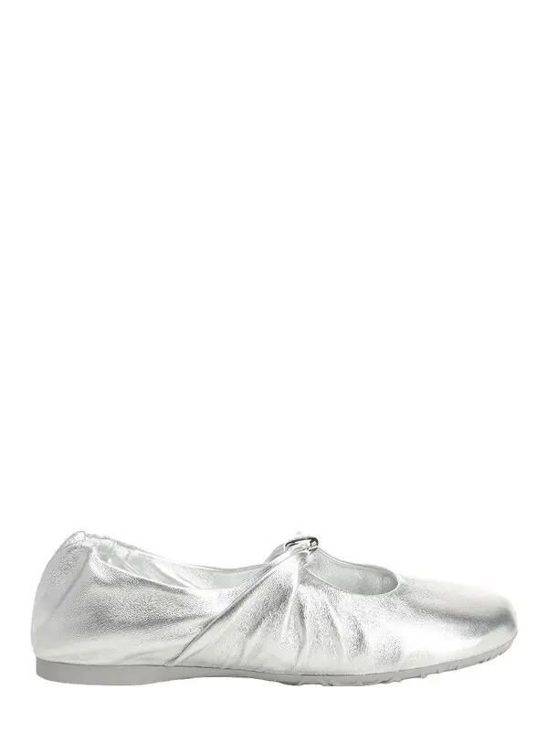 Loewe Pebble" Ballerina Flats In Lambskin With Anagram Detail - Silver