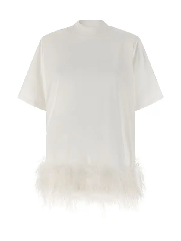 Attico Feather Trim Mini Dress - White
