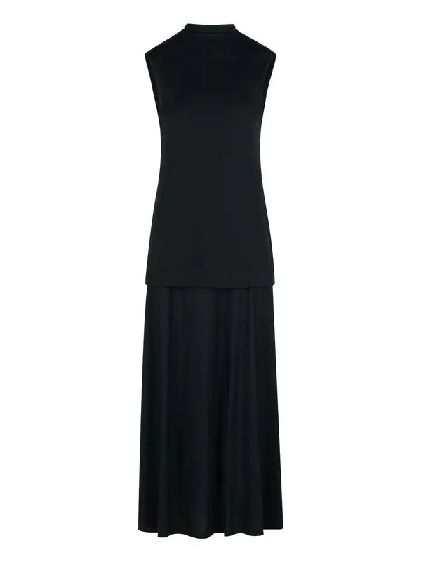 JIL SANDER Sleeveless High Neck Dress With Flowy Skirt - Black