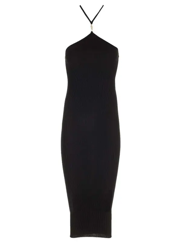 Amiri Ribbed Cotton And Silk Jersey Midi Dress - Black