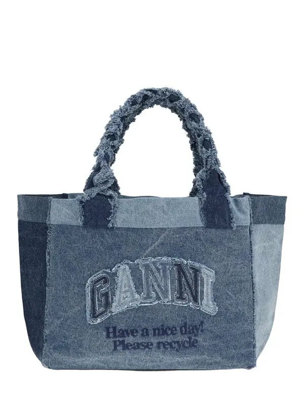GANNI Medium Trapeze Denim Shopper - Blue