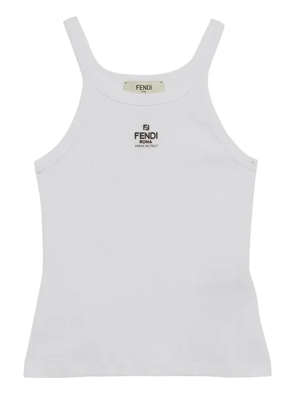 Fendi Ribbed Logo Tank Top - White