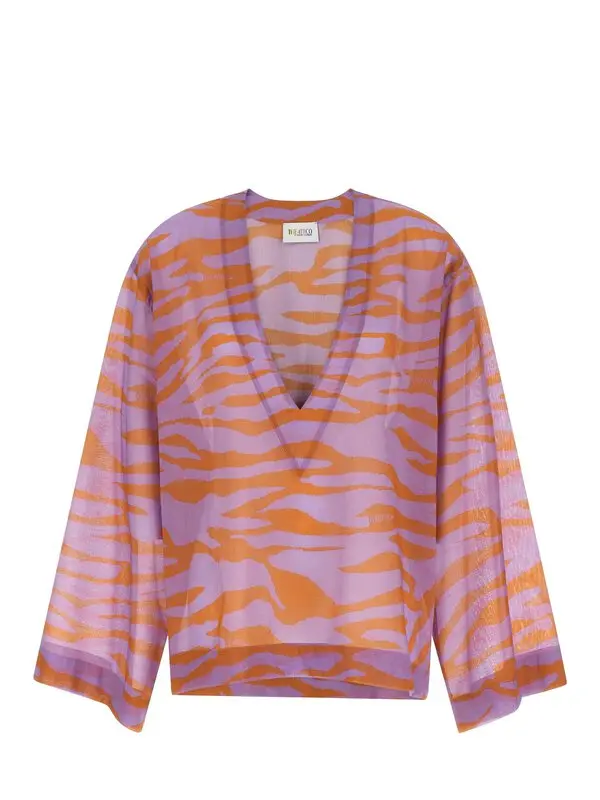 Attico Il Primo Bagno" Printed Cotton Muslin Blouse - Purple