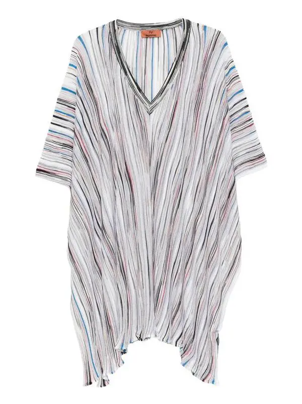 Missoni Striped V-neck Poncho - White
