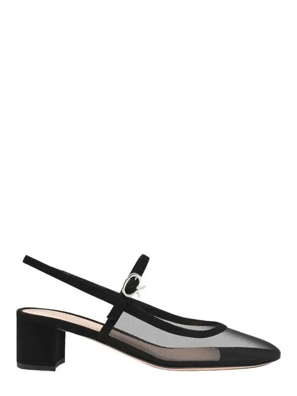 GIANVITO ROSSI Slingback Pumps With Suede Accents - Black