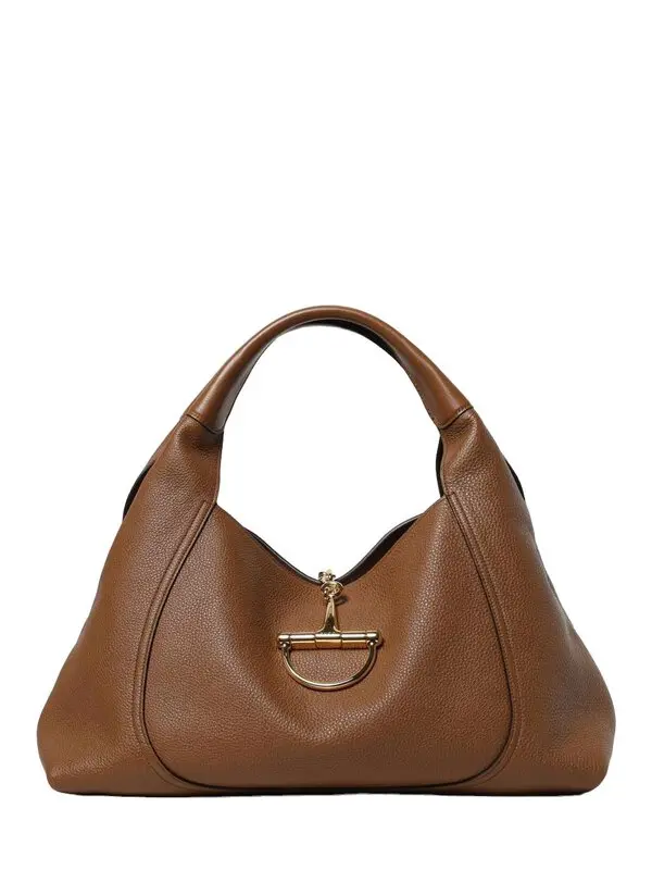 Gucci Calfskin Leather Shoulder Bag With Gold Tone Hardware - Brown