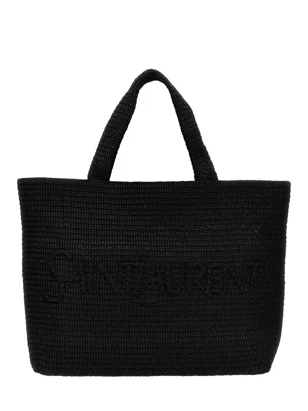 Saint Laurent Raffia Tote Bag - Black