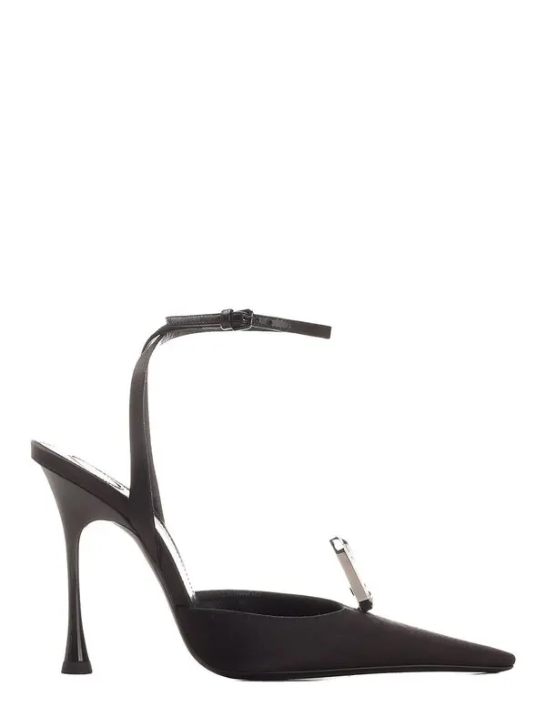 Saint Laurent Doville Satin Slingback - Black