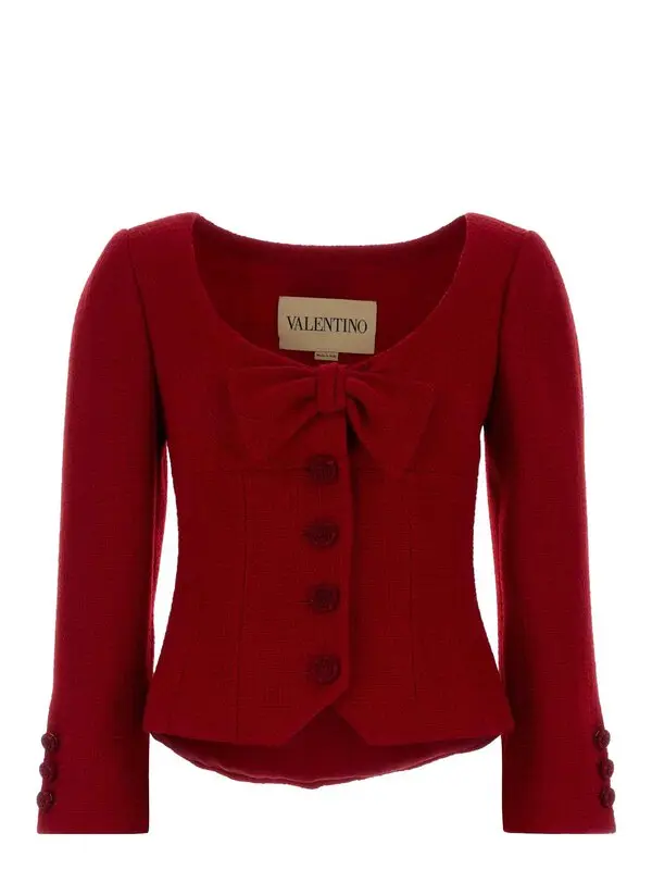 Valentino Garavani Textured Boucle Blazer - Red
