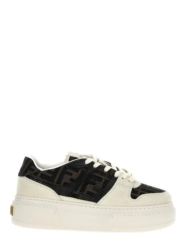 Fendi Match Suede And Jacquard Ff Logo Sneakers - Multicolor