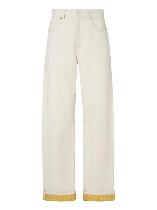 Fendi Straight-leg Jeans With Monogram Detail - Cream