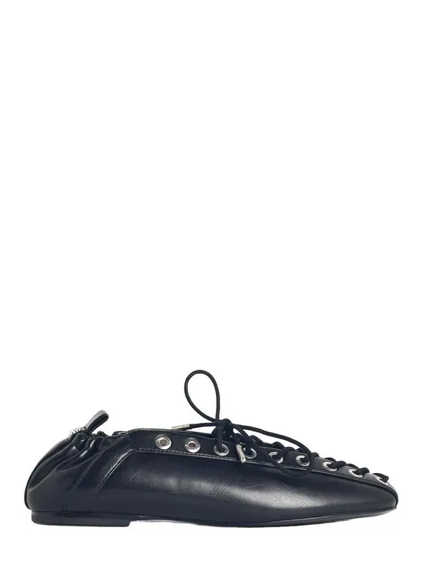 GANNI Oleatex Lace-up Ballet Flats - Black