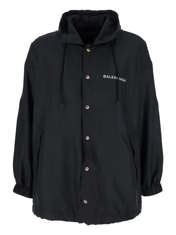 Balenciaga Oversized Tech Fabric Jacket With Logo - Multicolor