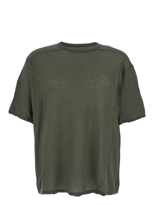 Rick Owens Brad' Green Crewneck T-shirt With Rear Stitching In Cotton - Multicolor