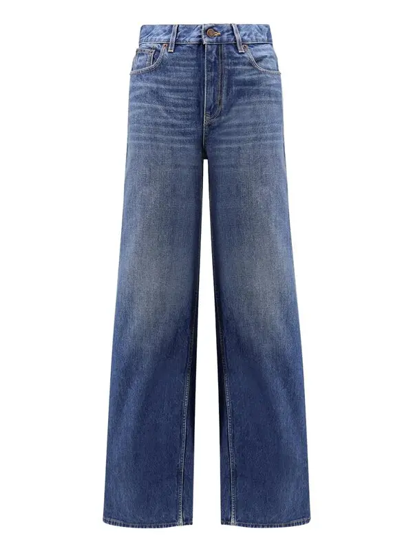 Chloé High-waisted Flared Jeans With Leather Logo Tag - Multicolor